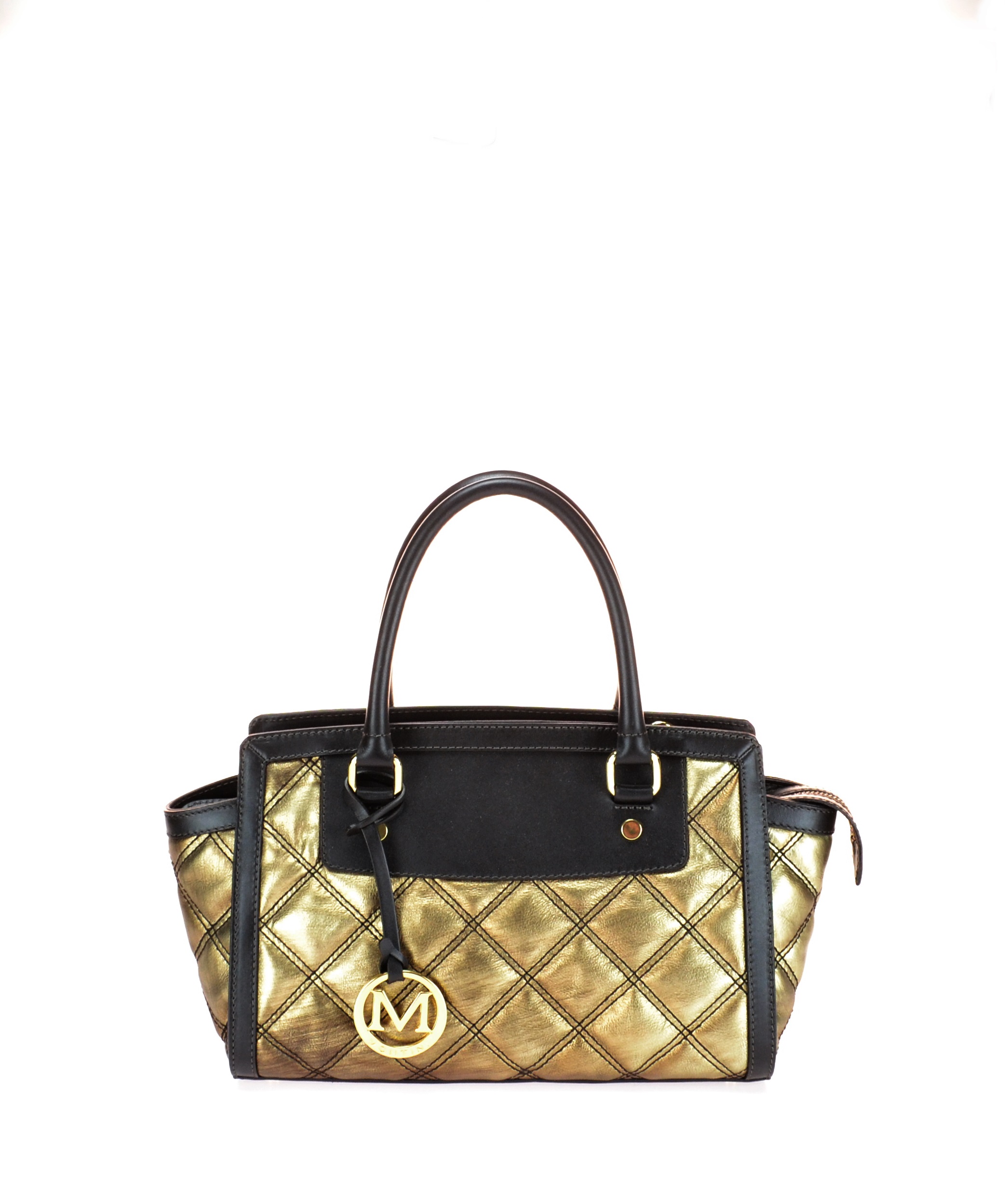 Borsetta a due manici in pelle metal trapuntata - Montini Bags